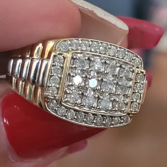Accessories | Mens Diamond Cluster Twotone Ring 1 Ct Tw In 1k Gold ...